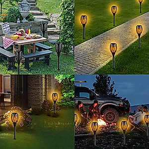 6 Packs Solar Torch Light with Flickering Flame, IP65 Waterproof 33 LED Solar Outdoor Lights Landscape Decoration Dusk to Dawn Auto On/Off Security Torch for Yard, Villa, Garden, Park, Aisle, Lawn