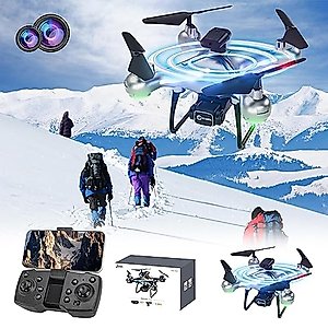 Drone With 4K Dual HD Camera - 2023 Upgradded RC Quadcopter for Adults and Kids, Light Show Obstacle Avoidance Aerial Drone, WiFi FPV RC Drone for Beginners Live Video HD Wide Angle RC Aircraft
