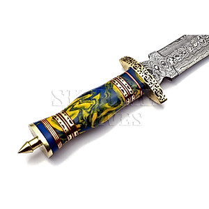 Skokie Knives Custom Hand Made Damascus Steel Hunting Knife Handle Acrylic