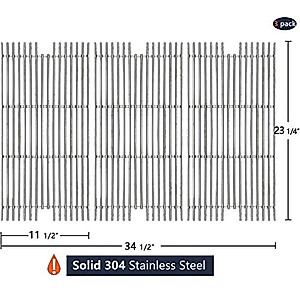 Hongso 304 Stainless Steel Grill Grid Grates Replacement Parts for Viking VGBQ 30 in T Series, VGBQ 41 in T Series, VGBQ 53 in T Series Gas Grill, SCD911 3 Pack
