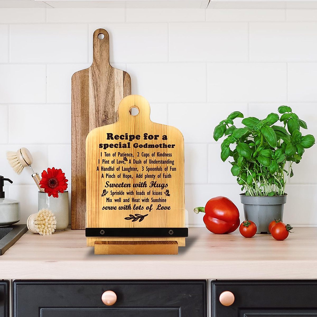 Godmother Gifts from Godchild Godmother Gifts Cookbook Stand, Godmother Birthday Gifts and Godmother Proposal Baptism Gifts to My Godmother Gifts Kitchen Recipe Book Stand C-003