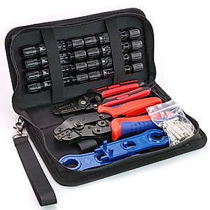YMYP Solar Panel PV Cable Crimping Tool Kit with Stripper & 8 Pairs Connectors 1Pair Spanners, Crimper for AWG14-10 (2.5/4/6mm²) Solar Connectors