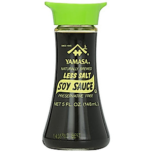 Yamasa Soy Sauce, Naturally Brewed Less Salt Low Sodium Preservative Free in Glass Dispenser, 5 fl oz (Pack of 1)