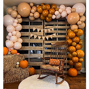 Fall Balloons Garland Arch Kit - Double Stuffed Matte Burnt Orange Cream Peach Apricot Terracotta Latex Balloon Different Sizes 18 12 10 5In Fall Ballon for Baby Shower Party Holiday