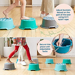 ECR4Kids Stepping Buckets with Storage Carry Bag, Balance Stones, Contemporary, 10-Piece