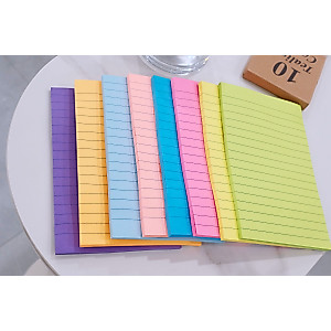 (8 Pack) Lined Sticky Notes Post, 8 Colors Self Sticky Notes Pad Its 4X6 in, Bright Post Stickies Colorful Big Square Sticky Notes for Office, Home, School, Meeting,40 Sheets/pad