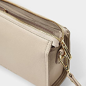KATIE LOXTON Zana Womens Small Vegan Leather Convertible Crossbody Clutch Handbag Purse Taupe