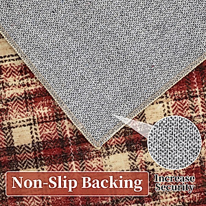 Zacoo Washable Rug 8x10 Rug for Living Room Modern Tartan Rug Plaid Area Rug Soft Area Rugs for Bedroom Aesthetic Non Slip Throw Rugs for Dining Room Nursery Rug Red 8'x10'