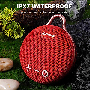 UrbanX Audience Series IPX7 Bluetooth Waterproof Speaker with Clip, 20H Playtime, Compact Speaker with Big Sound, Punchy Bass, Wireless for Samsung Galaxy A51 & Beach, Pool, Boat, Biking Red 1 Pack