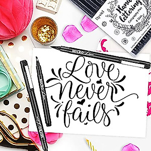 Dyvicl Hand Lettering Pens, Calligraphy Brush Pens Art Markers for Beginners Writing, Sketching, Art Drawing, Illustration, Scrapbooking, Journaling, Black Ink Pen Set, 12 Size