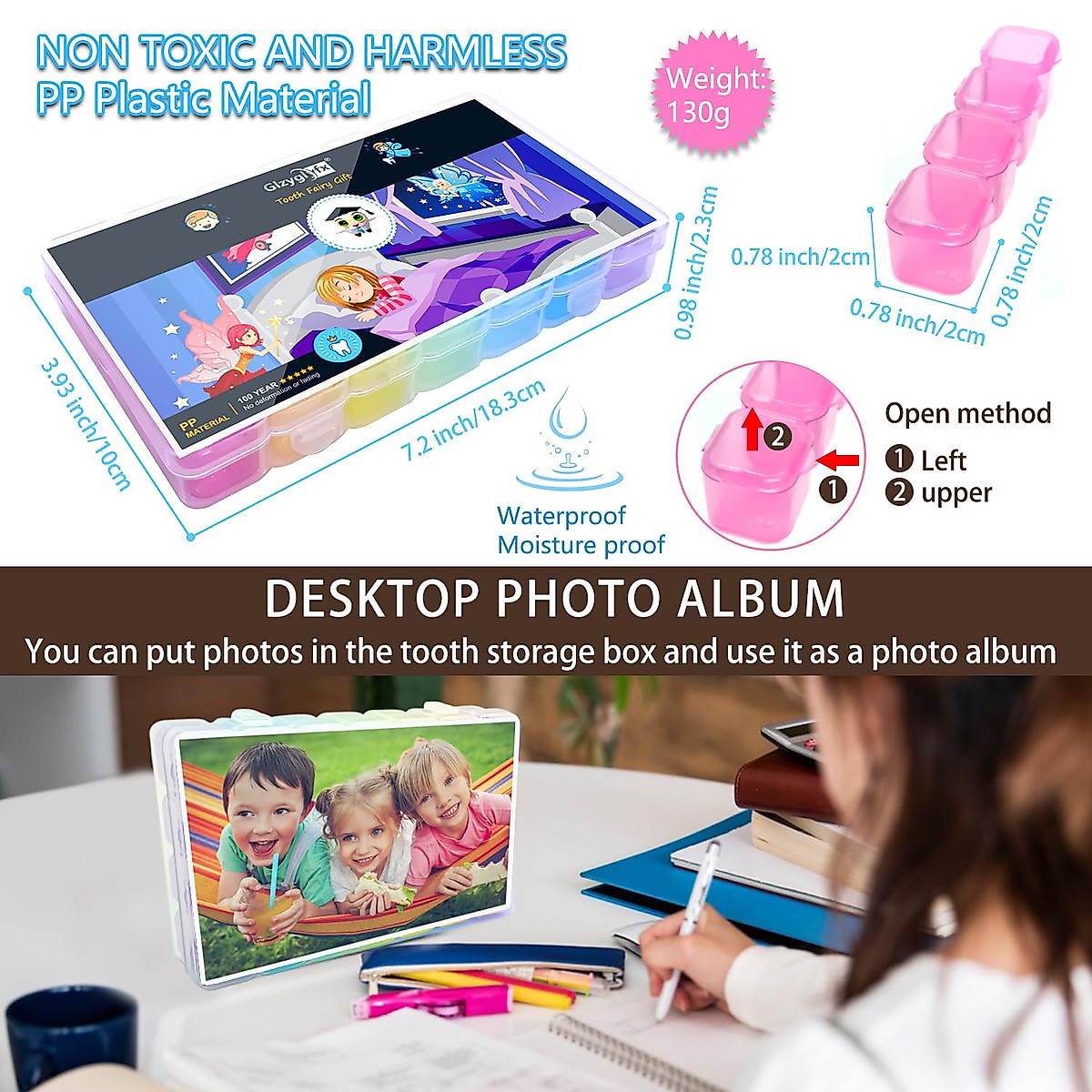 Glzyglyfx Tooth Fairy Box, Tooth Keepsake Box, Stores Lost Teeth for Kids,Baby Teeth Storage for Boys and Girls，PP Material Tooth Holder for Kids Baby Shower & Birthday Gift Keeping The Child Memory.