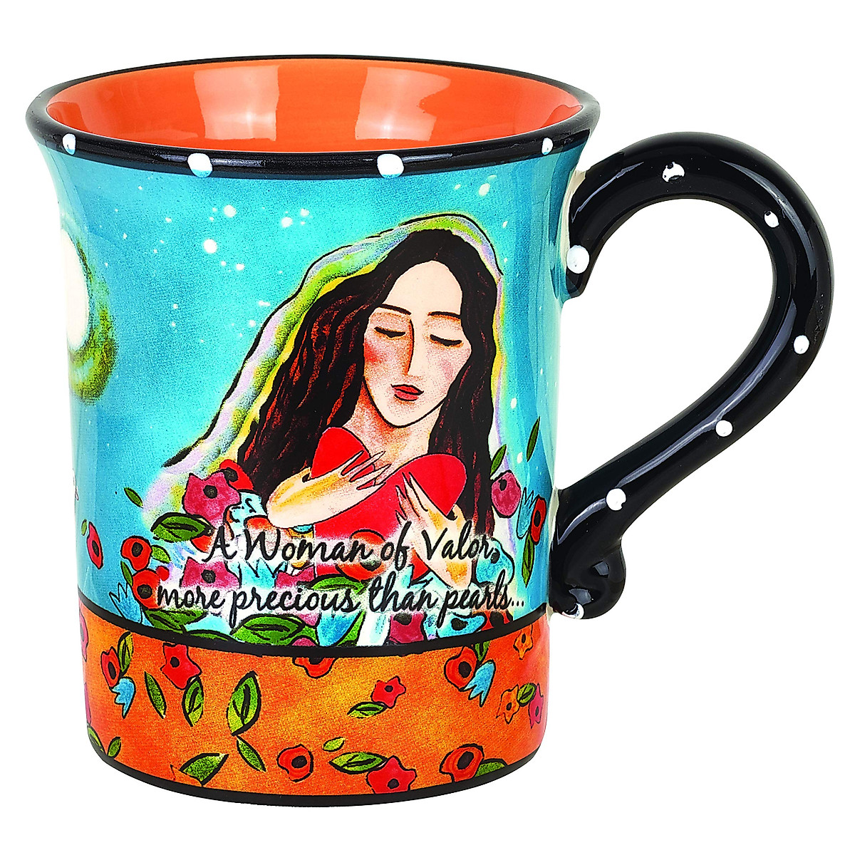 Aviv Judaica Woman of Valor Ceramic 12 oz Coffee Mug by Jessica Sporn Eishet Chayil Teacup Beloved Woman Novelty Drinking Cup Womens Day Judaica Gift for Mothers Day Valentines Day Wedding Anniversary