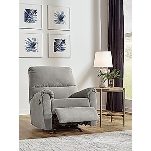 Signature Design by Ashley Miravel Casual Manual Rocker Recliner, Light Gray