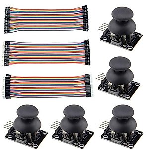 WMYCONGCONG 5 PCS Joystick Breakout Module Game Controller Compatible with Arduino PS2 + 120 PCS Multicolored Breadboard Jumper Wires Ribbon Cables Kit