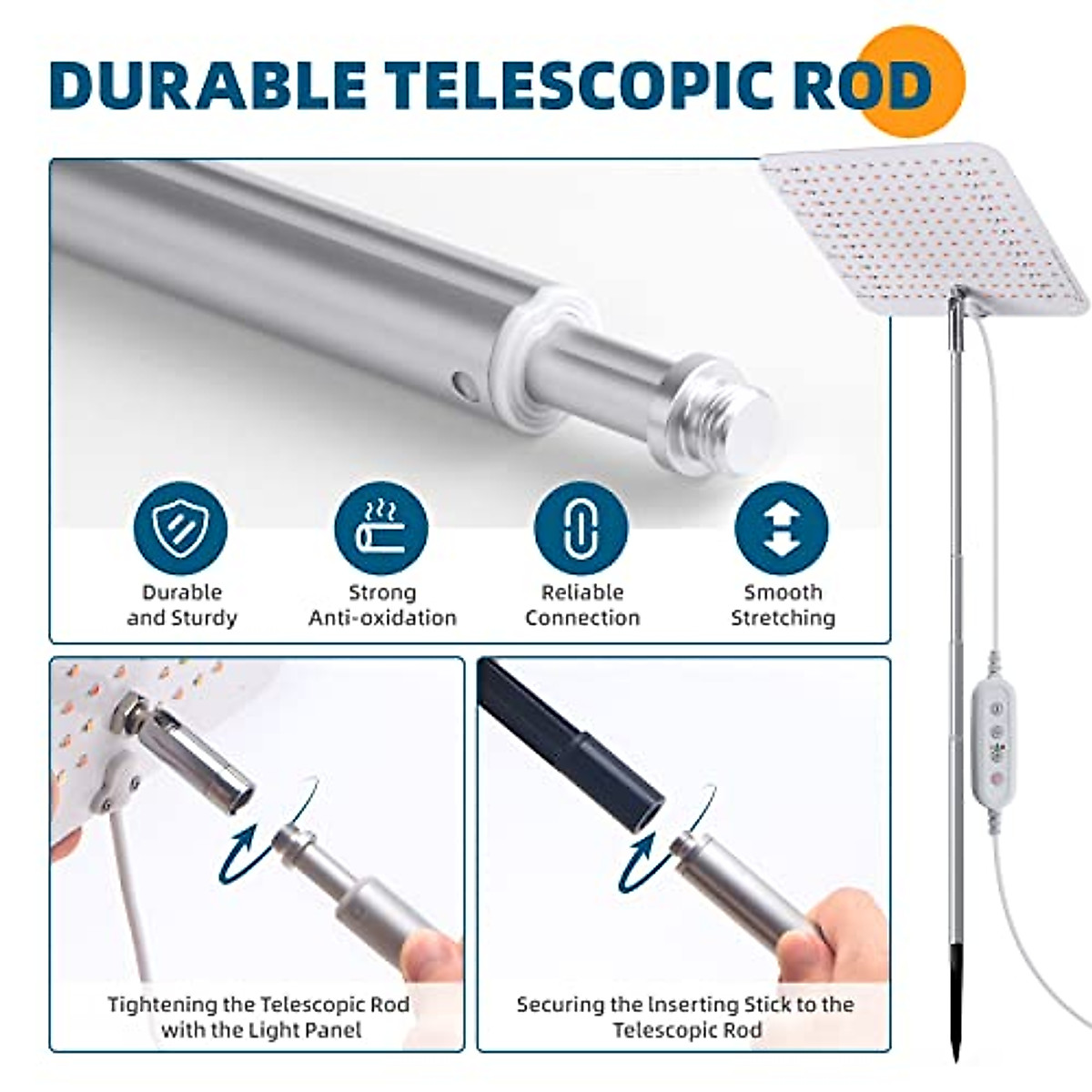 Barrina Plant Grow Light, 182 LEDs Full Spectrum Grow Lights for Indoor Plants, Height Adjustable Growing Lamp Fixture with Automatic Timer 3/6/12H, 7 Dimmable Levels, 3 Color Mode for Large Plants