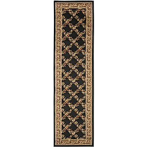 SAFAVIEH Lyndhurst Collection Runner Rug - 2'3" x 8', Black & Brown, Traditional Floral Trellis Design, Non-Shedding & Easy Care, Ideal for High Traffic Areas in Living Room, Bedroom (LNH557-9025)
