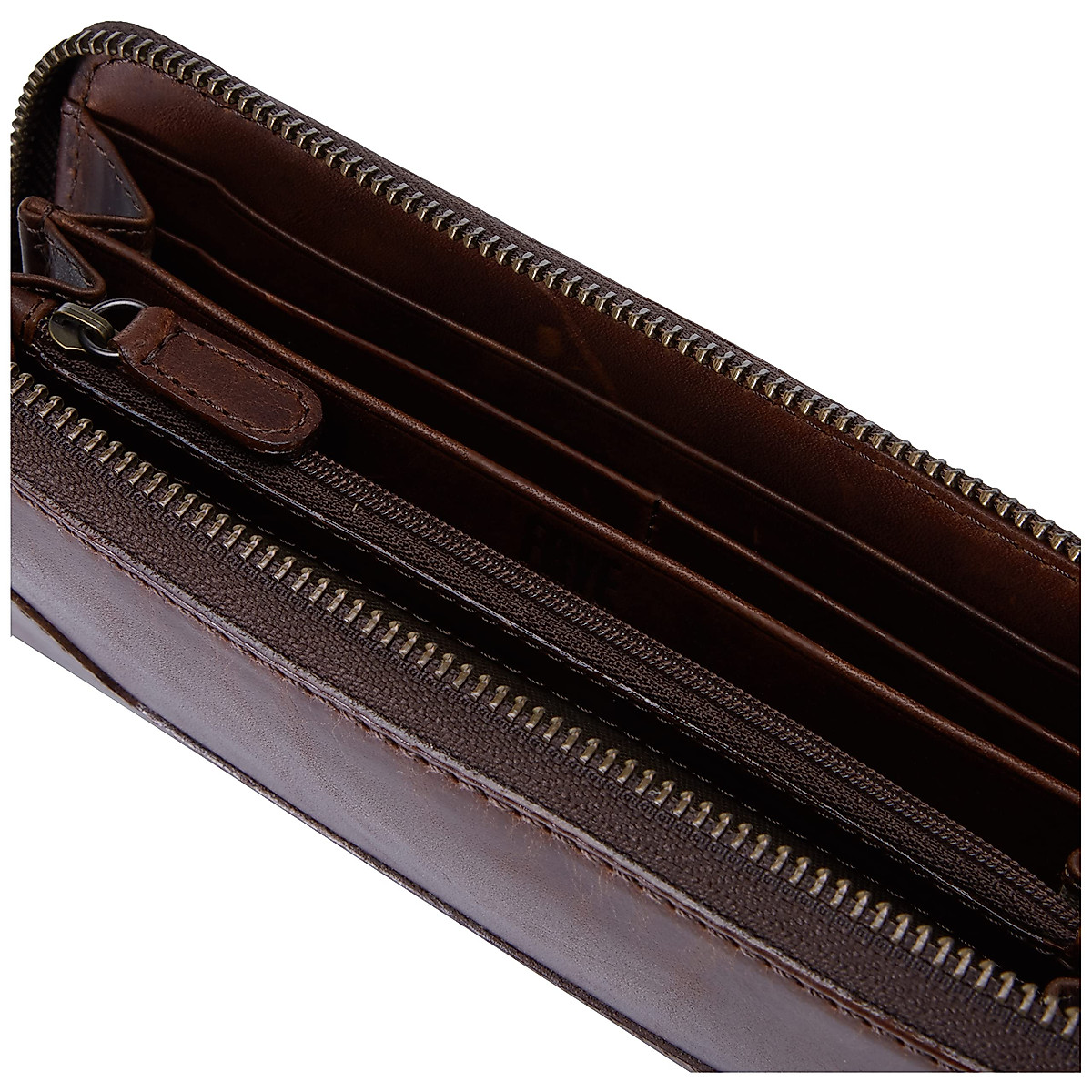 Frye Women's Melissa Zip Wallet, Dark Brown, One Size