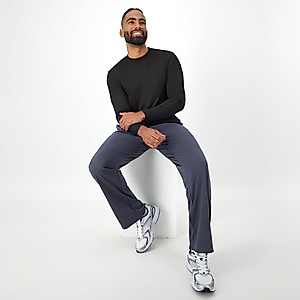 Hanes Men's Long Sleeve Cool Dri T-Shirt UPF 50+, Medium, 2 Pack ,Black