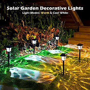 LeiDrail Solar Pathway Lights 8 Pack Solar Garden Lights with 2 Modes Waterproof Outdoor Path Light Warm White/Cool White LED Landscape Lighting for Yard Lawn Sidewalk Driveway Garden