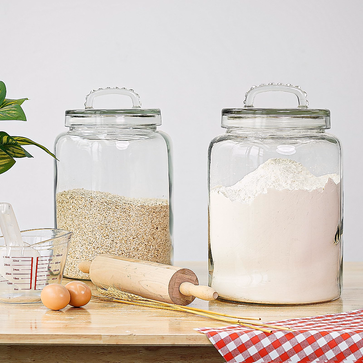 Daitouge 3 Gallon Glass Jar with Lid, 1 Pack Wide Mouth Large Glass Jar with lid, Super Large Cookie Jar for Food Storage, Sugar, Flour, Cookies,Dog Treats