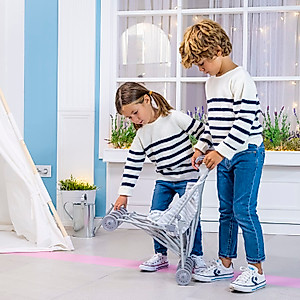 JC Toys Boutique | Folding Umbrella Doll Stroller for Children 2 Years Plus, Blue Stripes and Soft Embroidery | Sturdy Metal Frame | Pretend Play with Dolls up to 18” Long | Seat Belt