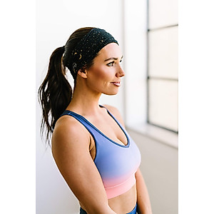 Maven Thread Lunar 2 Pack, Women's Workout Headbands, Wide Headbands for Women, 4" Thick Non Slip Sweatbands for Exercise, Gym hairband Athletic Workouts and Yoga, Black