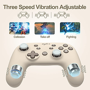 PXN P50L Wireless Switch Pro Controller, Dual Shock Gamepad Joystick Support Turbo, Macro, Gyro Axis, Wake-Up, Programmable Dual Connection for Switch/Lite/OLED/iOS (16 versions only) / PC (Brown)