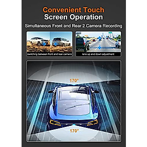 ThiEYE 4K Mirror Dash Camera 10'' Touch Screen, Carview 4 Dual Dash Cameras Front and Rear Lens,Super Night Vision,Parking Monitoring,Reversing Assistance, Voice Control & GPS