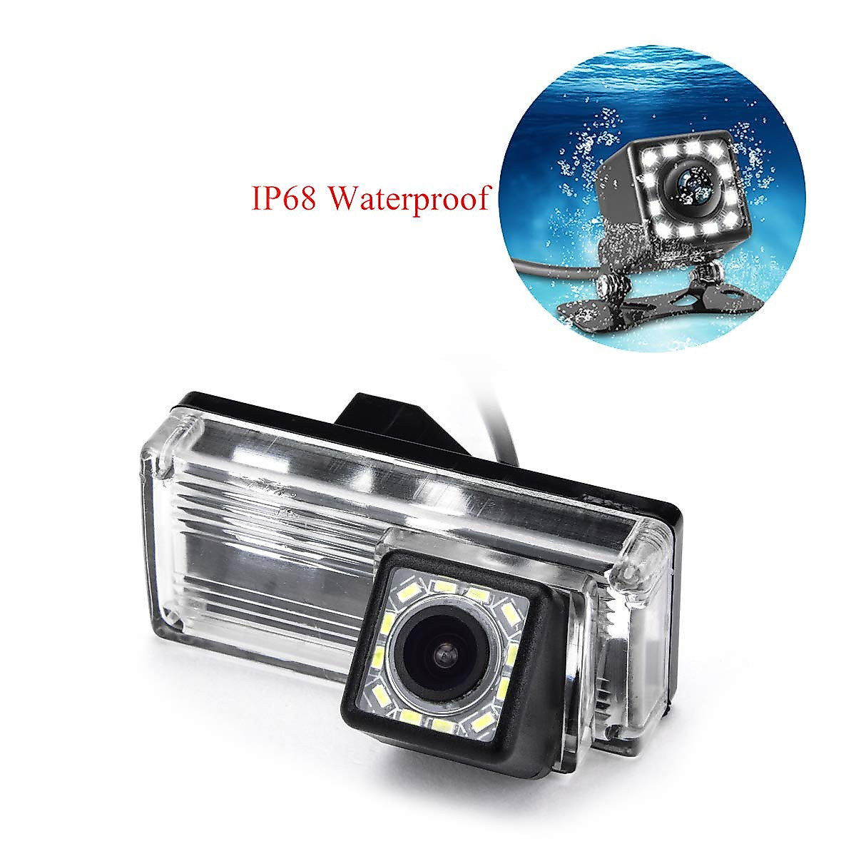 aSATAH 12 LED Car Rear View Camera for Toyota Reiz/Mark X MarkX/Prius/Toyota Land Cruiser LC100 LC120 LC200 Prado & Waterproof and Shockproof Reversing Backup Camera (12 LED)