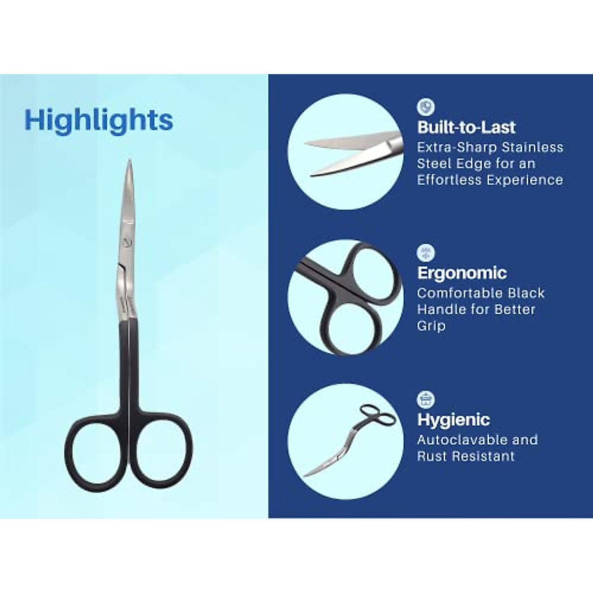 Bent Handle Curved Embroidery Scissors 6 Inch Curved Applique Scissors for Machine Embroidery & Fabric Stitches by Artman Instruments