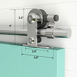 TSMST 10FT Sliding Barn Door Hardware Kit, Top Mount Stainless Steel Heavy Duty Sturdy Barn Door Track for Double Wood Door, Slide Smoothly Quietly (T Style)
