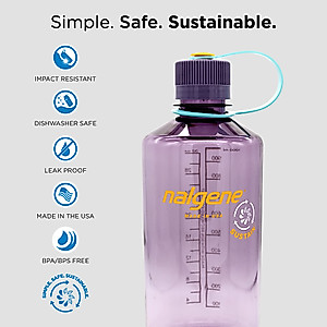 Nalgene Sustain Tritan BPA-Free Water Bottle Made with Material Derived from 50% Plastic Waste, 32 OZ, Narrow Mouth, green