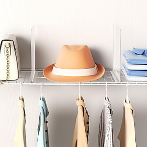 HBlife 6 Pack Acrylic Wire Shelf Dividers, Clear Closet Shelf for Wire Closet, Closet Separator for Shelves Bedroom Sweater Organizer for Closet, Easy to Install