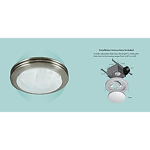 Good Housekeeping Yorkshire Decorative Bathroom Ventilation Exhaust Fan with Lighting, Brushed Nickel