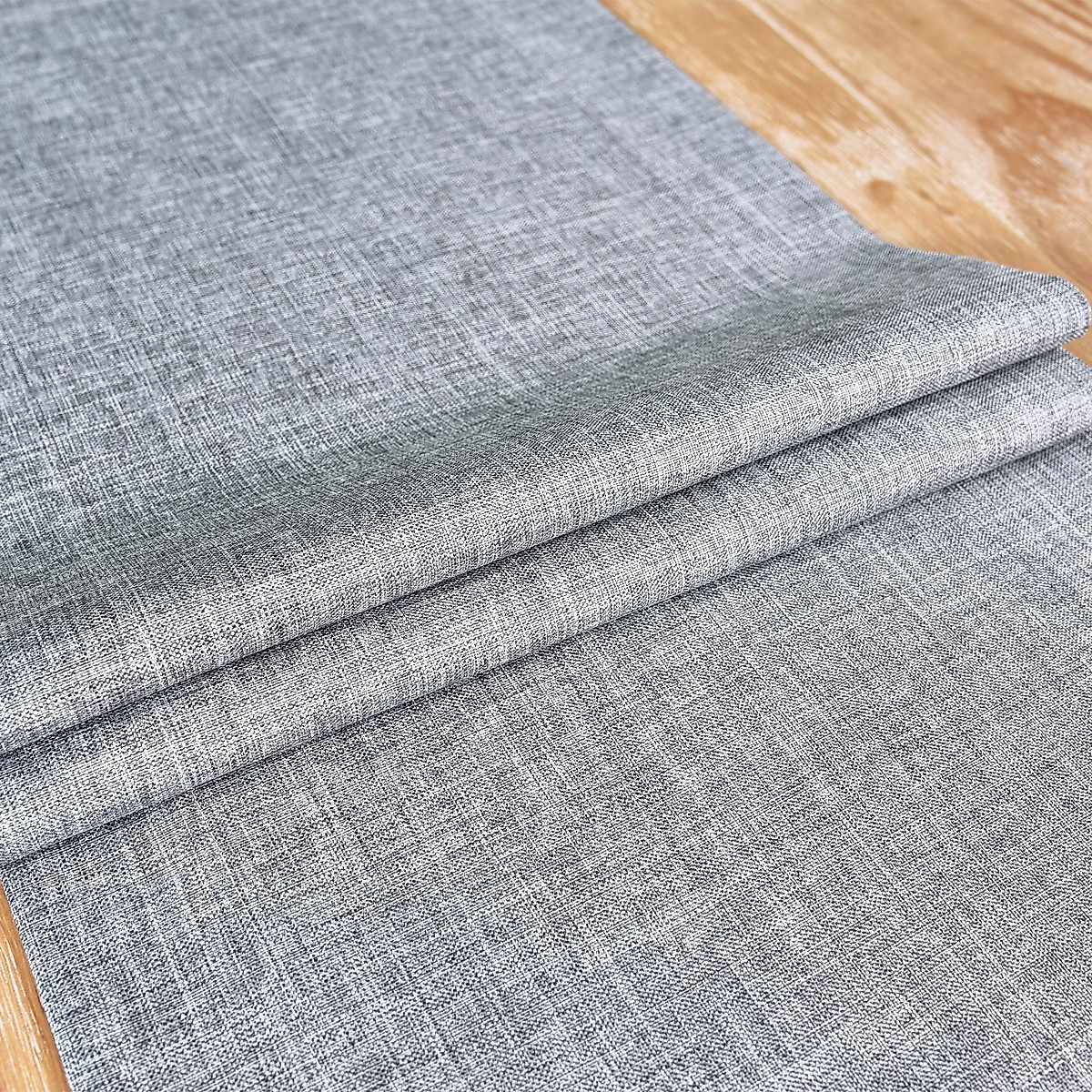 NEWISHER Farmhouse Rustic Table Runner Solid Grey Rectangular Table Runners Faux Linen Table Runner for Everyday Use Kitchen Dining Party Table 13x36 Inch