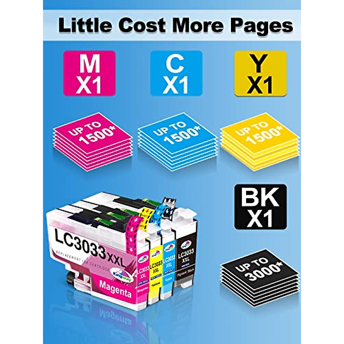 Compatible for Brother LC3033 Ink Cartridges Replacement for LC3033 BK/C/M/Y Ink Cartridges Brother use with Brother MFC-J995DW MFC-J995DWXL MFC-J815DW MFC-J805DW MFC-J805DWXL, 4 for LC3033 LC3035 Ink