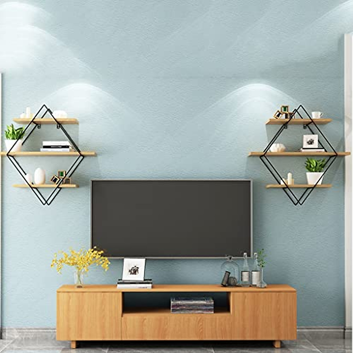 TJLSS Room Ledge Floating Wall Shelf Books Rack Organizer Bracket Storage Holder Home Decor Wooden Mount Office