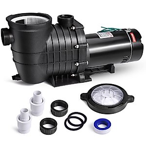 Oswerpon Pool Pump Above Ground/Inground, 2 HP 6800GPH Powerful Selfpriming Pool Pumps for 15,000-31,000 Gallons Pools, Dual Voltage Swimming Pool Pump with Strainer Basket & Drain Plug (2.0HP)