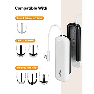 MOJOXR 4000mAh Battery Pack Accessories Compatible with Quest 2, Rechargeable Power Bank Extended 2hrs Extra Playtime, Fit for The Quest 2 Soft&Elite Strap and Most 3rd-Party Head Strap