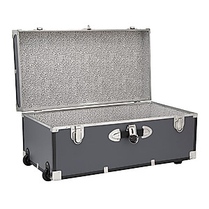 30" Trunk with Wheels & Lock, Wood Storage Container for Adults, Multiple Colors (Color : Gray)