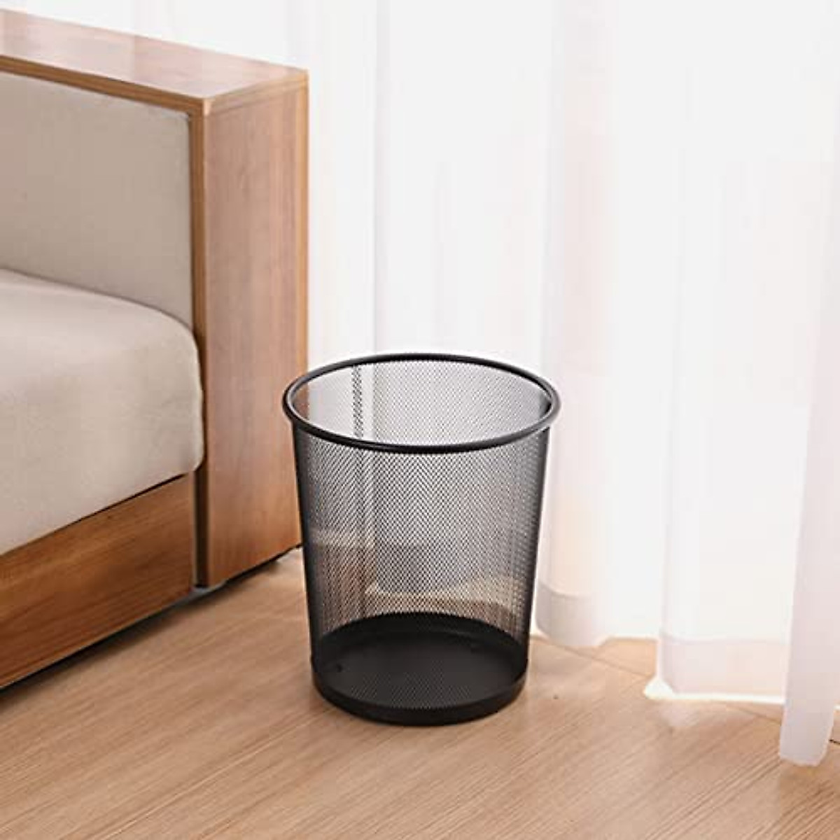 DOITOOL Metal Mesh Waste Basket, Black Wire Mesh Wastebasket for Home or Office, Round Mesh Small Trash Can for Under Desk, Kitchen, Bedroom, Den, or Recycling Can ( 12L )