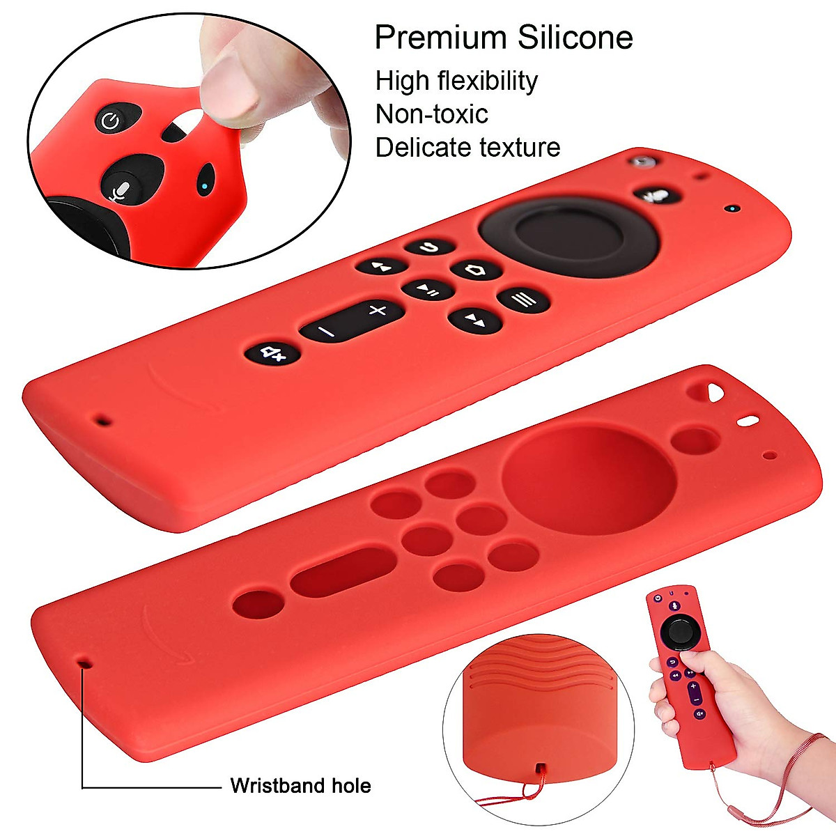 [2 Pack] Silicone Cover Case for Fire TV Stick 4K / Fire TV (3rd Gen) Compatible with All-New 2nd Gen Alexa Voice Remote Control (Red and Blue)