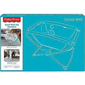 Fisher-Price Baby Crib Rock With Me Bassinet Portable Cradle With Mesh Sides And 1 Toy, Folds For Travel, Pacific Pebble