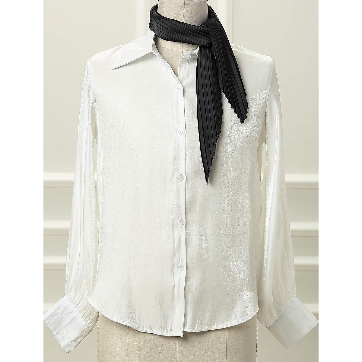 Allegra K Women Pleated Rhombus Head Scarf Wraps Scarves Neckerchief Bandana Solid Color Black