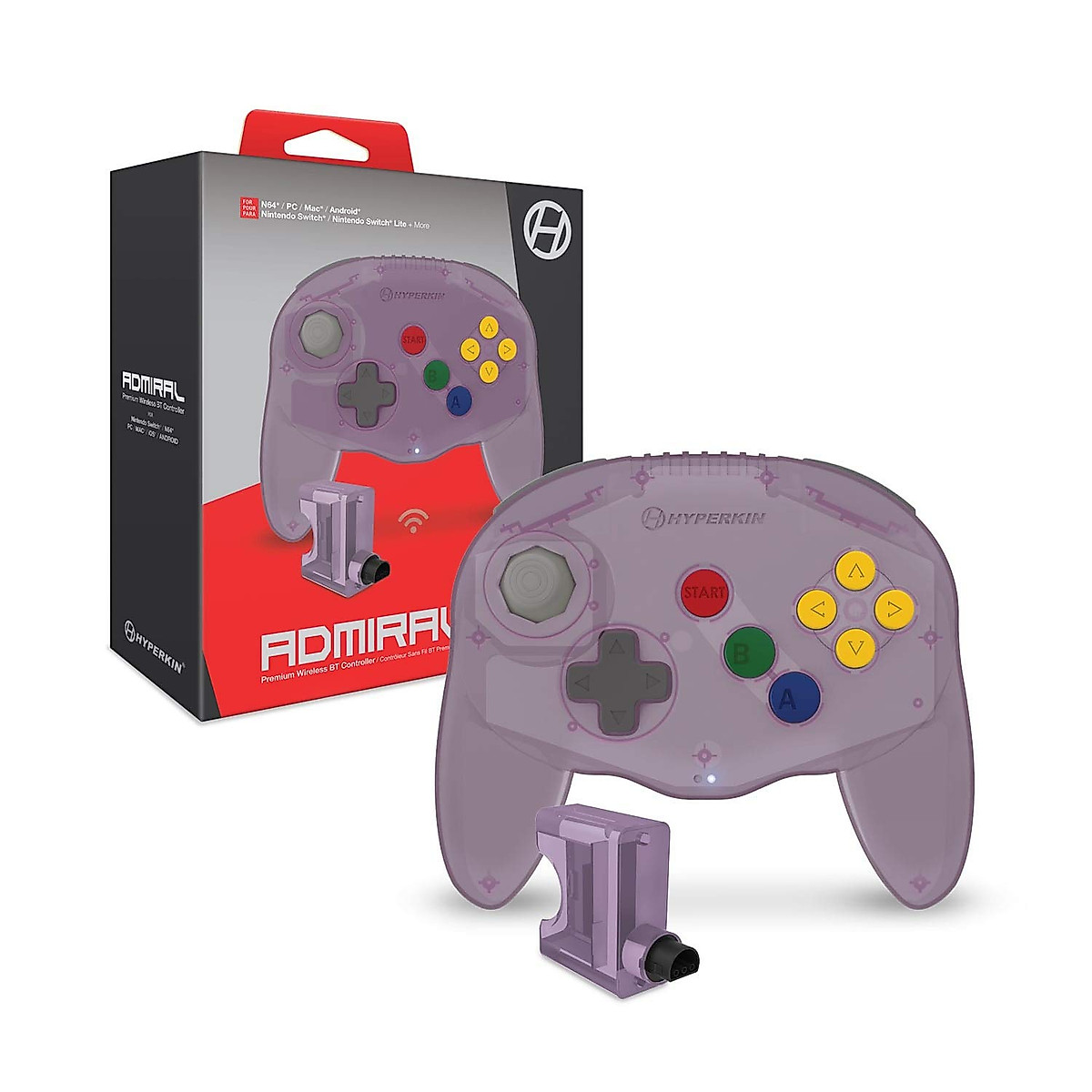 Hyperkin "Admiral" Premium BT Controller for N64/ Nintendo Switch/ Lite/ PC/ Mac/ Android (Amethyst Purple) - Nintendo 64