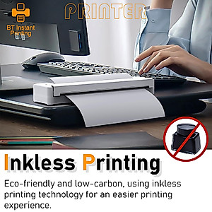 Fostex Portable Wireless Printer for Travel, Thermal Bluetooth Printer Support, Small Inkless Mobile Printer Compatible with iOS, Android & Laptop,for Office,Home,School Use (Black)