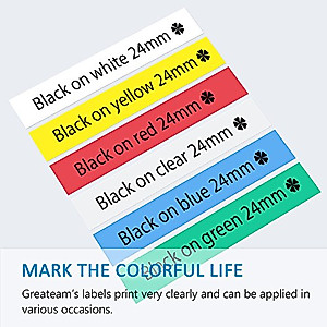 Greateam PT-D600 Label Tape 24mm Compatible with Brother TZe P-Touch Tape 24mm 0.94" TZe-251 TZe-651 TZe-151/451/551/751, 1 inch Label Maker Tape for PT-D600VP PTE500 PT-P700 PT-P710BT PT2730, 6Pack