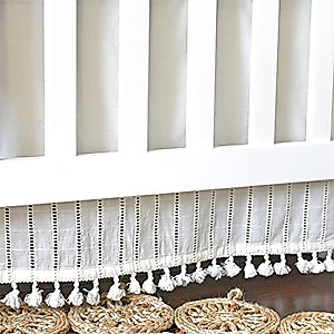Crane Baby Wrap Around Bed Skirt for Crib, Cotton Crib Skirt for Boy's and Girl's Nursery, White, 28”w x 52”h x 16”d