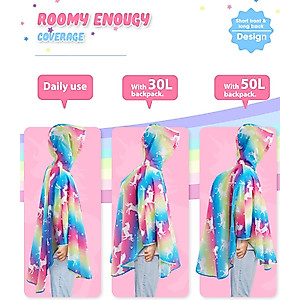 WAWSAM Lightweight Kids Rain Poncho Waterproof Kids Poncho Reusable Hooded Rain Jacket for Boys Girls