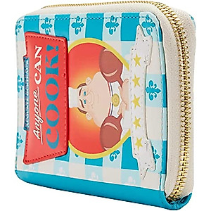 Loungefly Disney Ratatouille 15th Anniversary Gusteau's Cookbook Zip Around Faux Leather Wallet,Lightweight,Blue